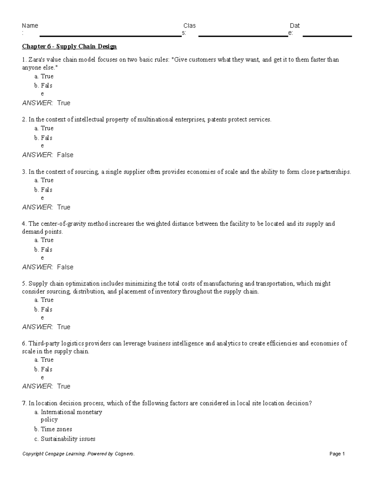 Chapter 6 Supply Chain Design - : s: e: Chapter 6 - Supply Chain Design ...