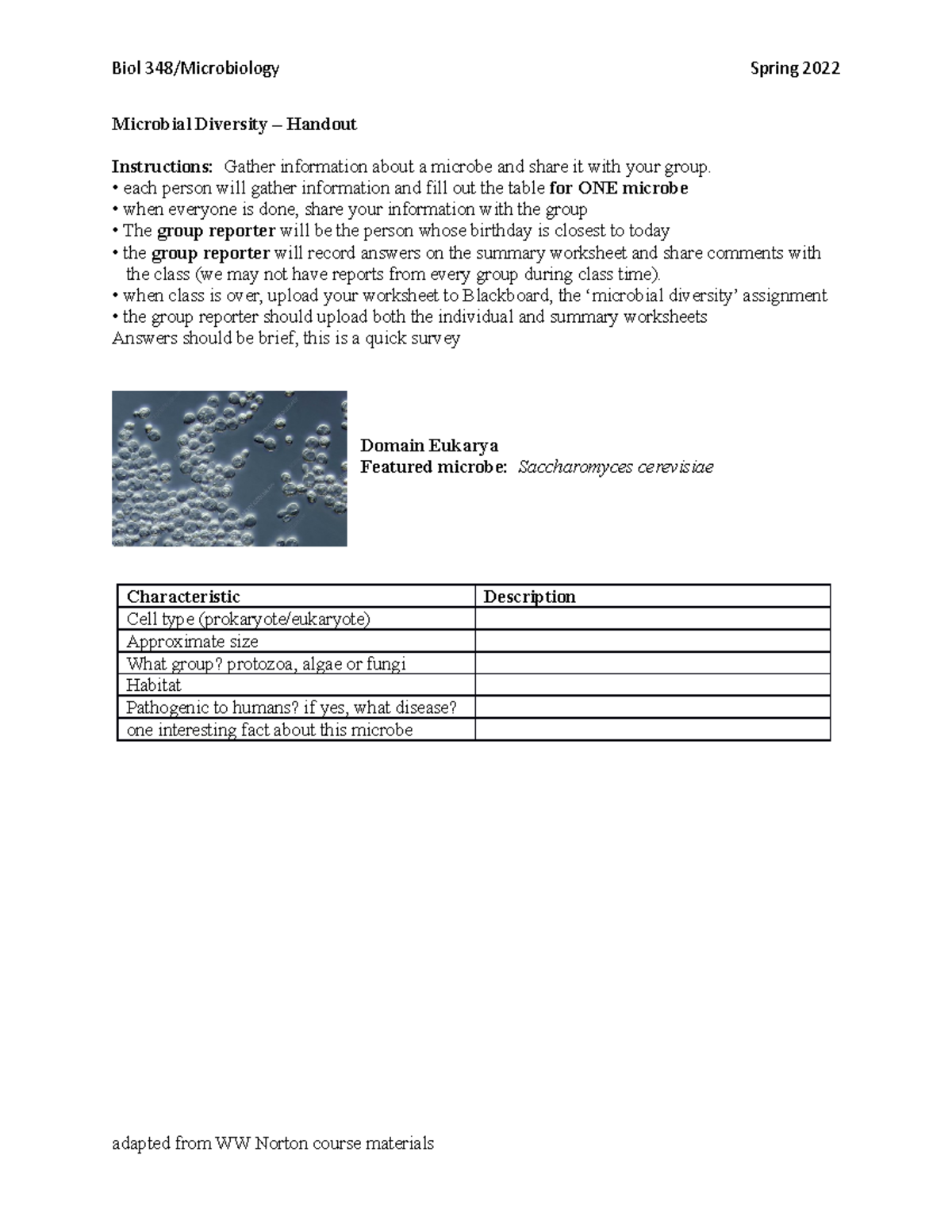 1 Microbial Diversity biology - Biol 348/Microbiology Spring 2022 ...