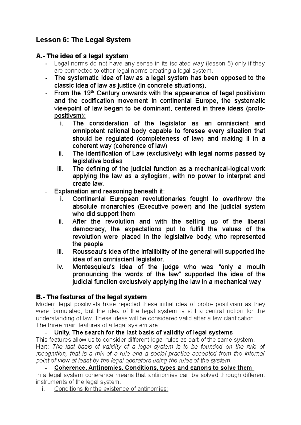 Lesson 6-The legal system - Lesson 6: The Legal System A.- The idea of ...