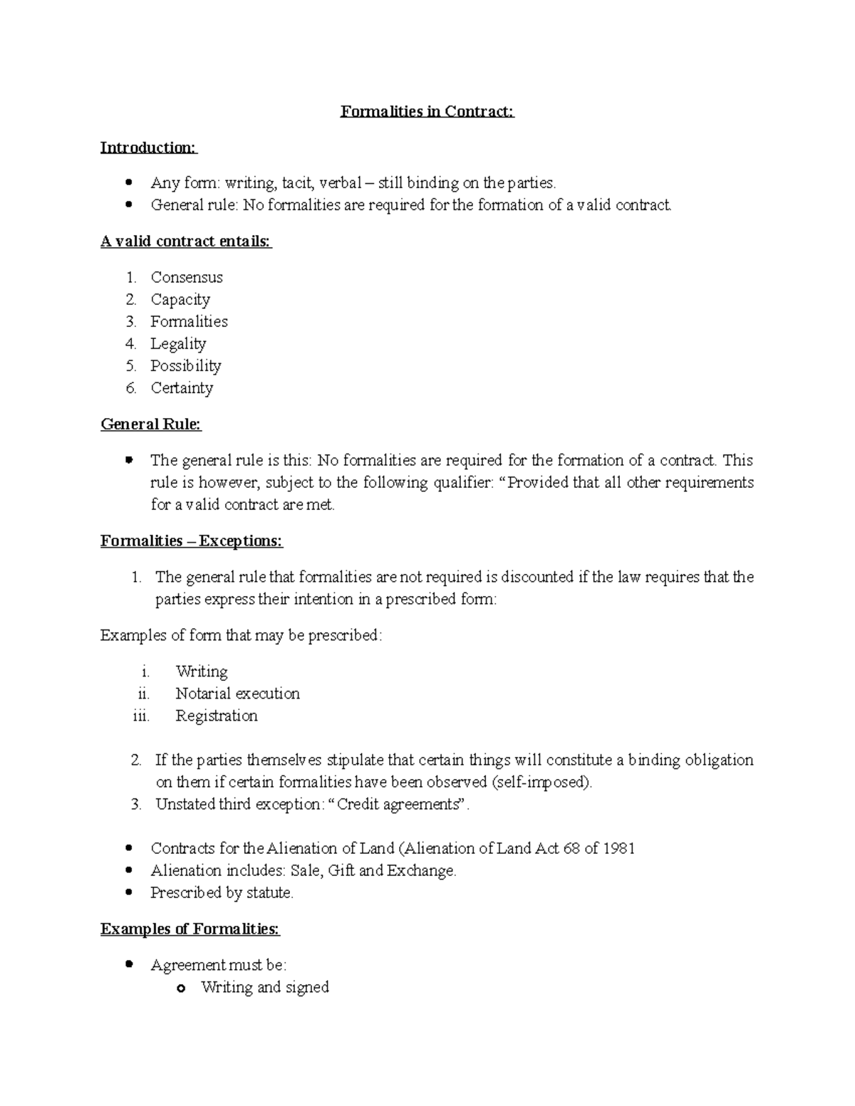 Lec 11-Formalities in Contract - Formalities in Contract: Introduction ...
