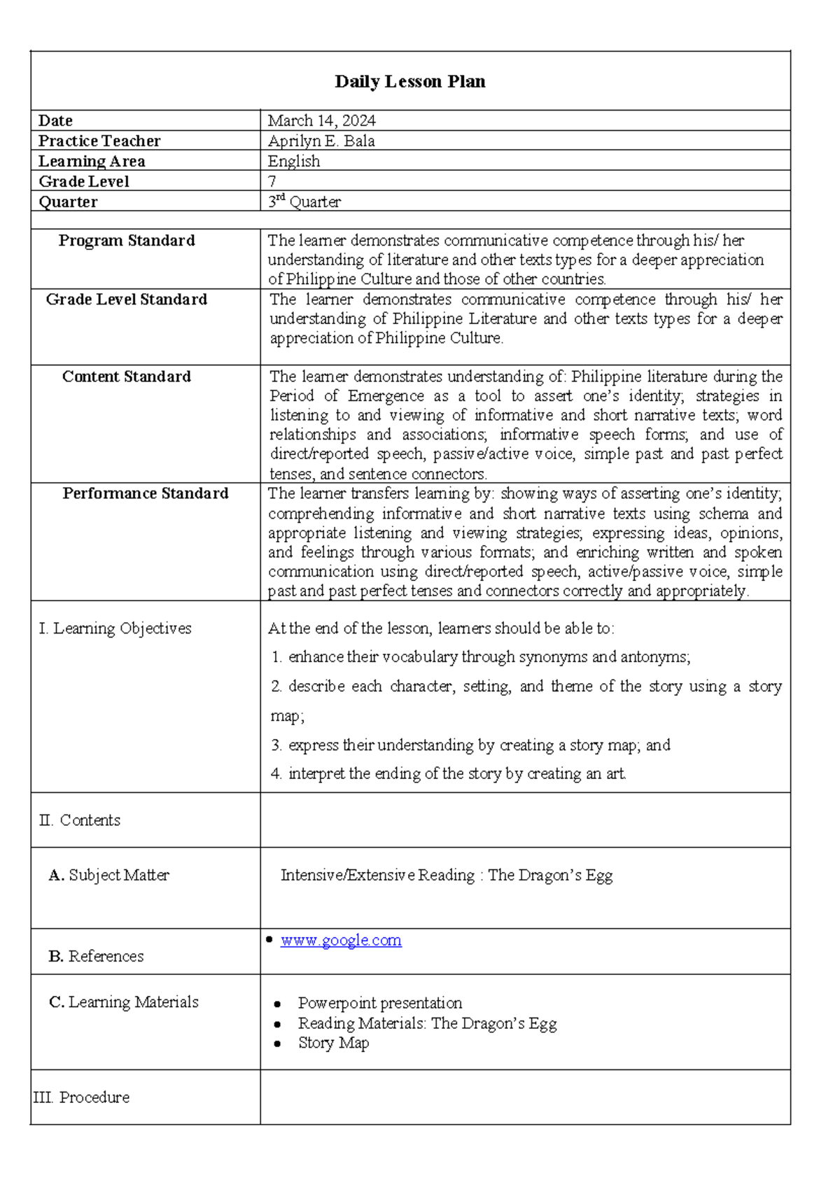 March 14-15-2024-Catch Up Reading-DLP-Grade 7-AE-Bala-Teaching Journey ...