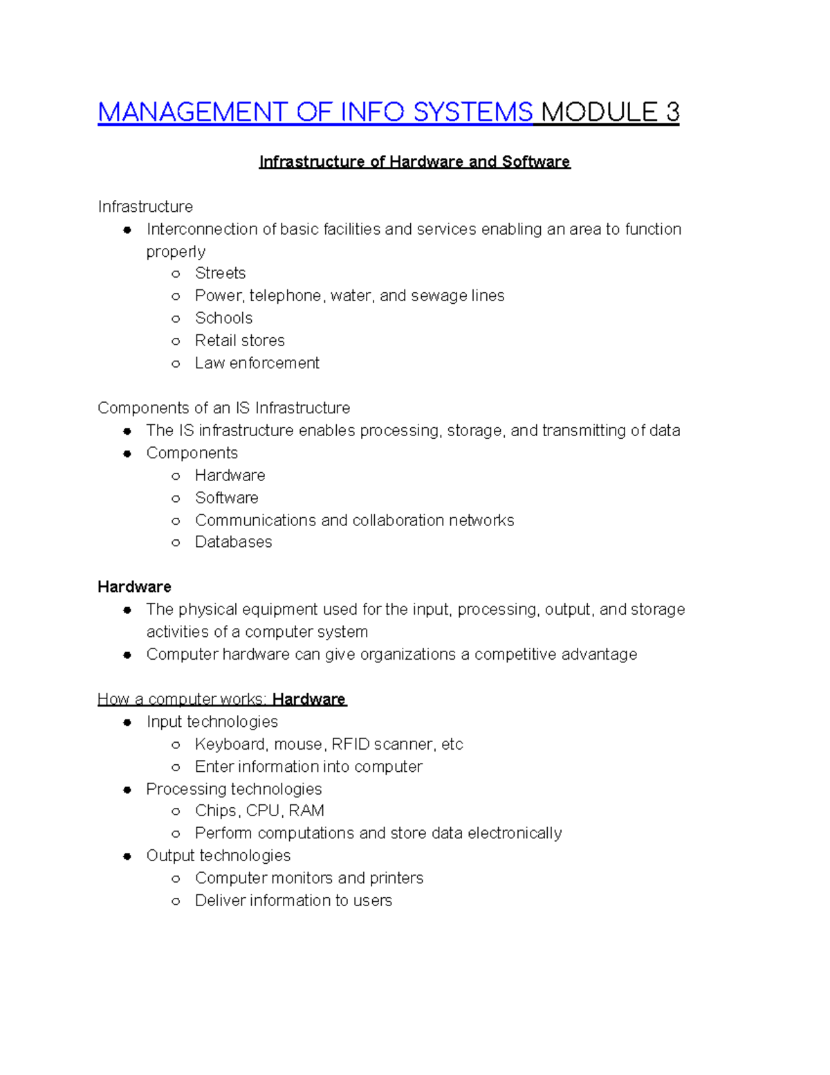 MGT INFO SYS MOD 3 - Lecture notes Module 3 - MANAGEMENT OF INFO ...