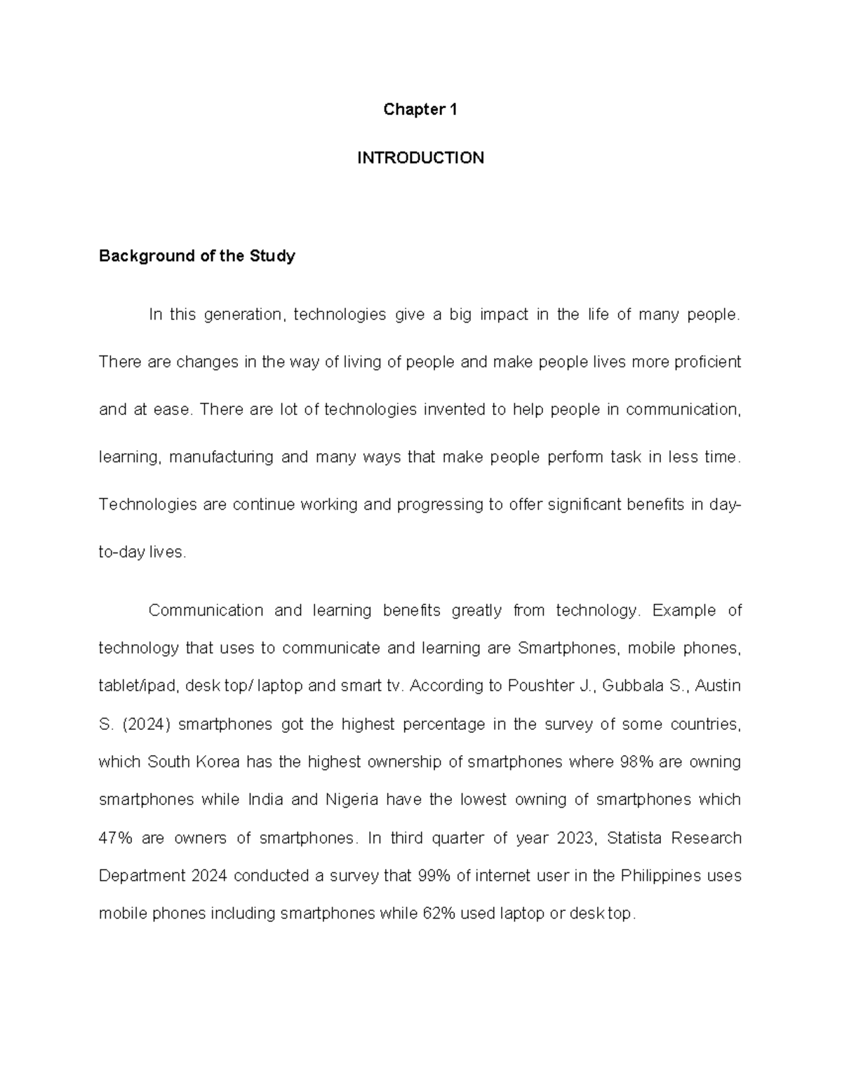 Chapter 1 - Chapter 1 INTRODUCTION Background of the Study In this ...