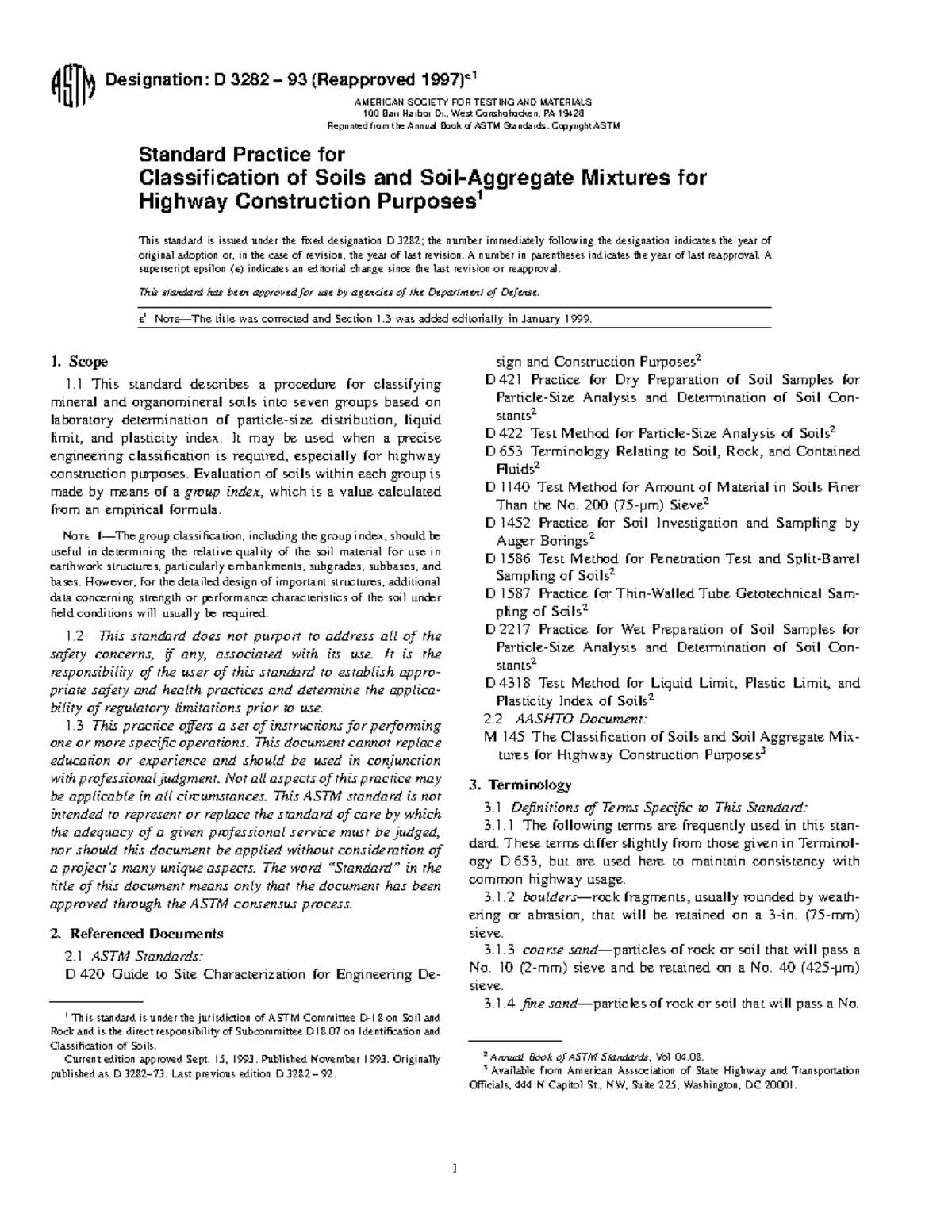 D3282 - NORMA ASTM 3282 - Designation: D 3282 – 93 (Reapproved 1997)e 1 Standard Practice for ...