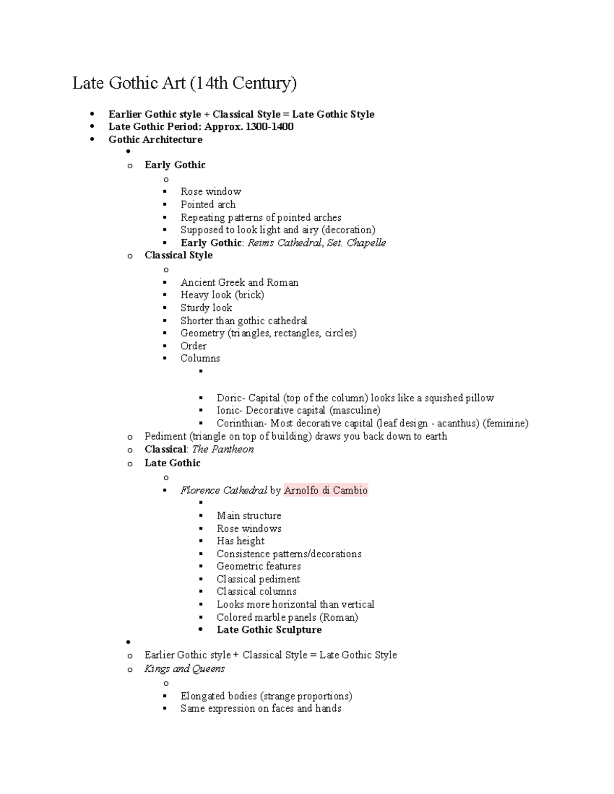 Late Gothic Art Notes - Late Gothic Art (14th Century) Earlier Gothic ...