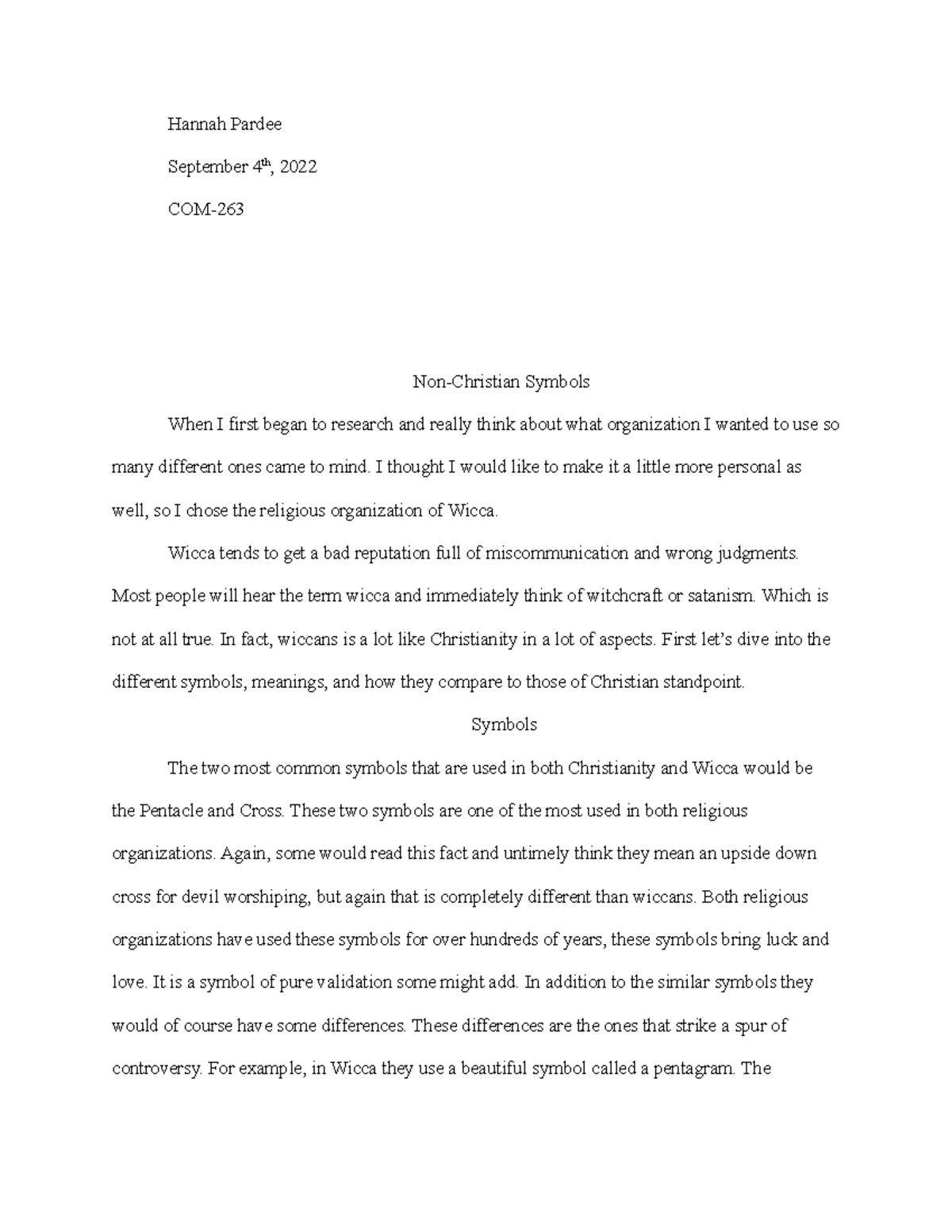 Non chirstian symbols - Hannah Pardee September 4th, 2022 COM- Non ...