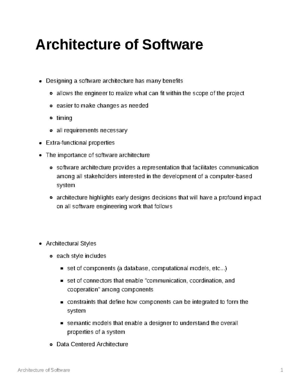 Architecture of Software - Architecture of Software Designing a ...