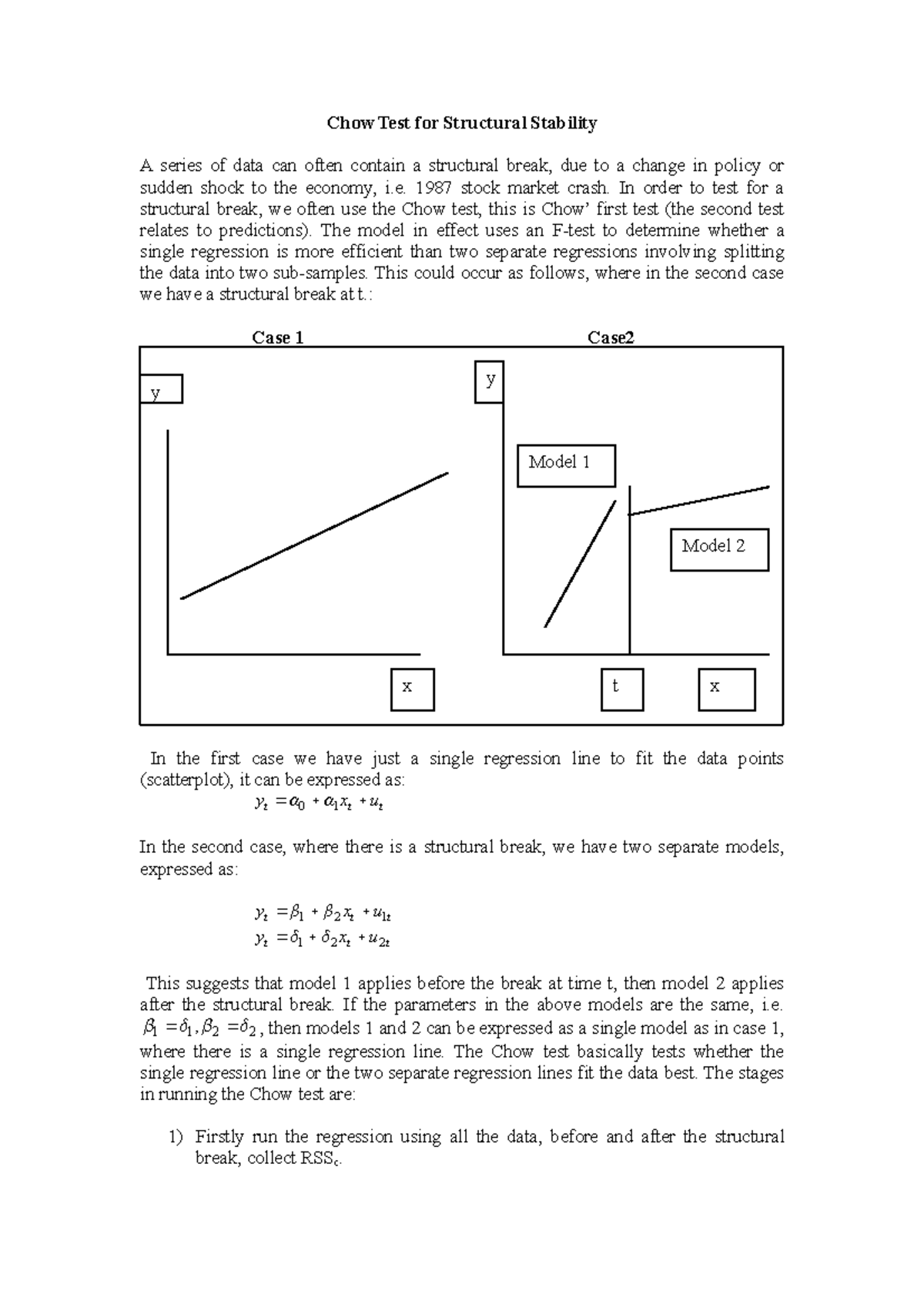 Chow Test - Lecture notes Chow test - Chow Test for Structural ...