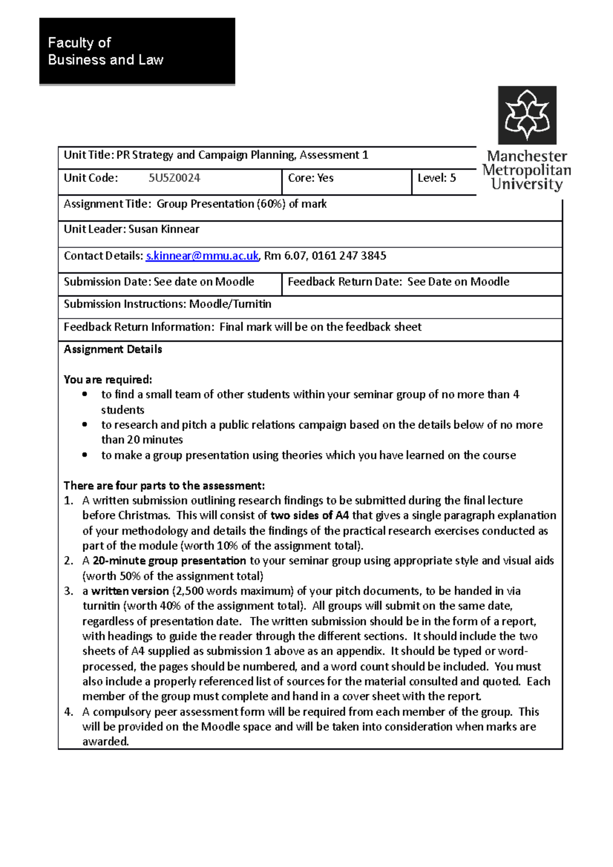 Prscp Assignment 1 2015-16 - Unit Title: PR Strategy and Campaign ...