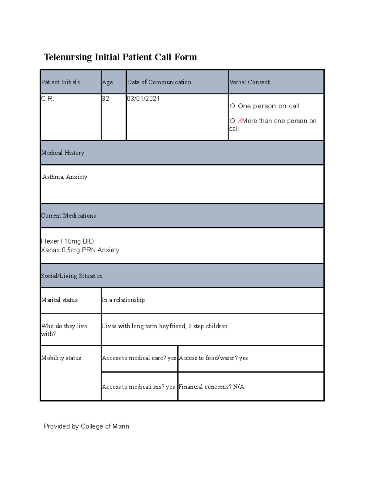 Telehealth 3 1 - Lecture notes 1 - Telenursing Initial Patient Call ...