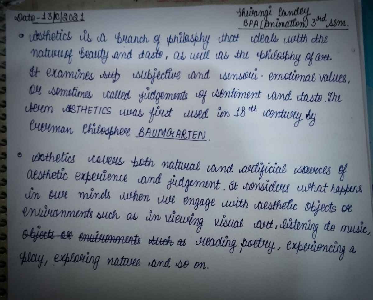 Aesthetics summary assignment - ~ ####### J& ti1 LiiJlflJUh, q ,μi11 ...