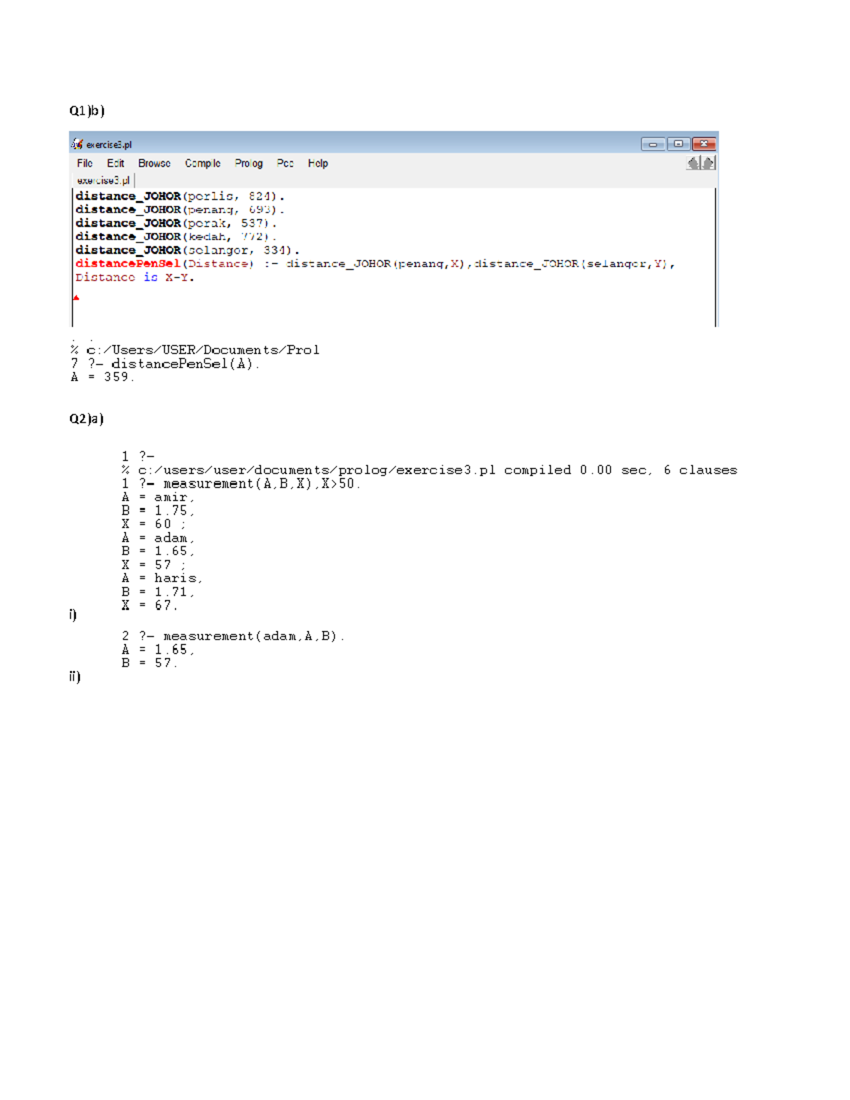 Exercise 3 - Diploma in Computer Science - Q1)b) Q2)a) i) ii) b) - Studocu