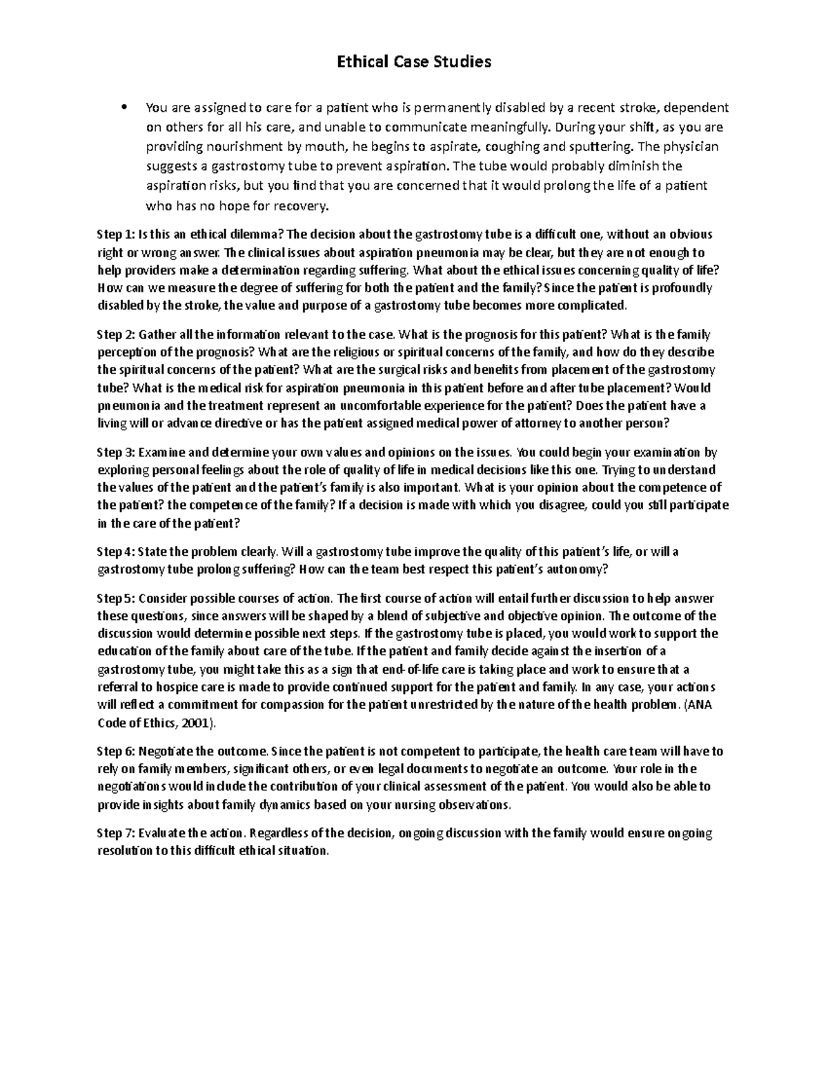 Ethic Case Studies Answers Vnsg 1332 Acc Studocu