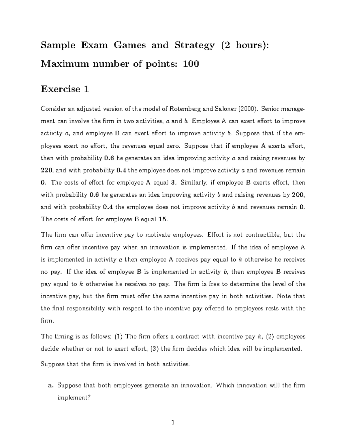 GSSample exam - Sample Exam Games and Strategy (2 hours): Maximum ...