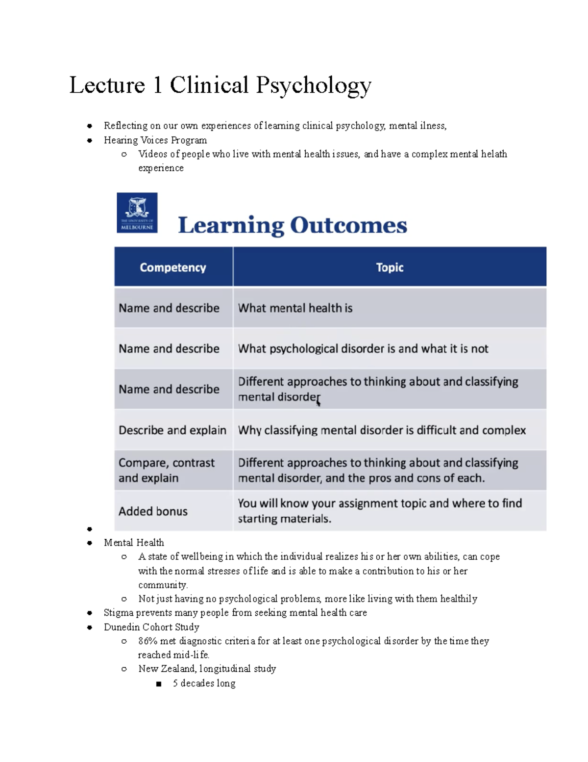 Clinical Psychology: Mental Health Stigma and Diagnosis - Studocu
