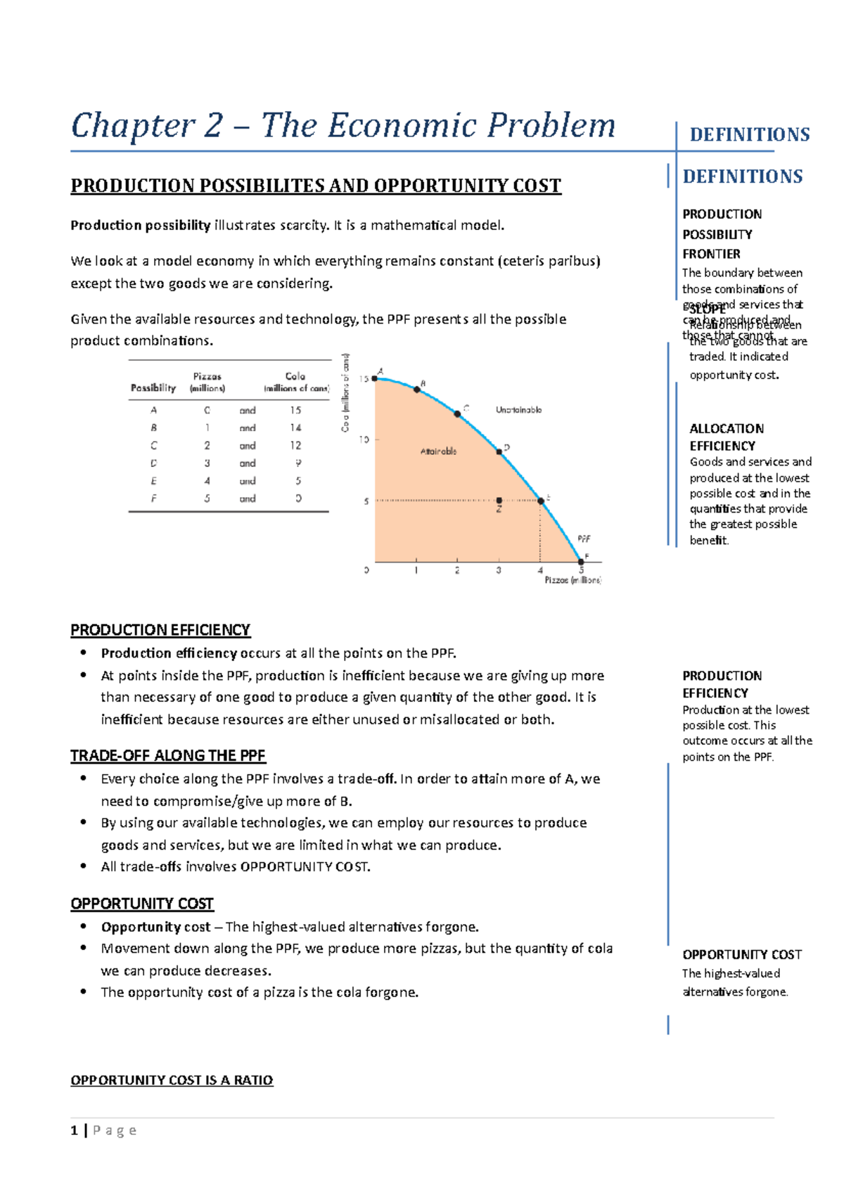 Chapter 2 - Summaries - Chapter 2 – The Economic Problem PRODUCTION ...