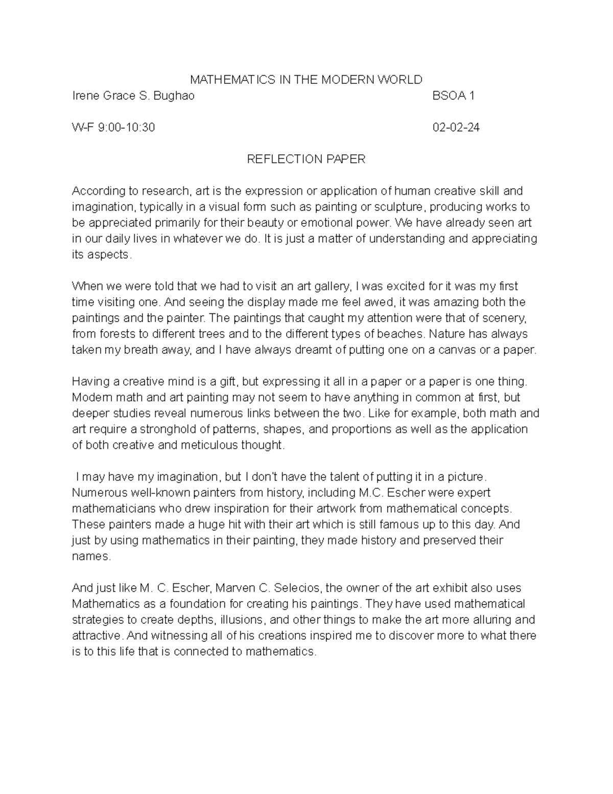 Mathematics IN THE Modern World - MATHEMATICS IN THE MODERN WORLD Irene ...