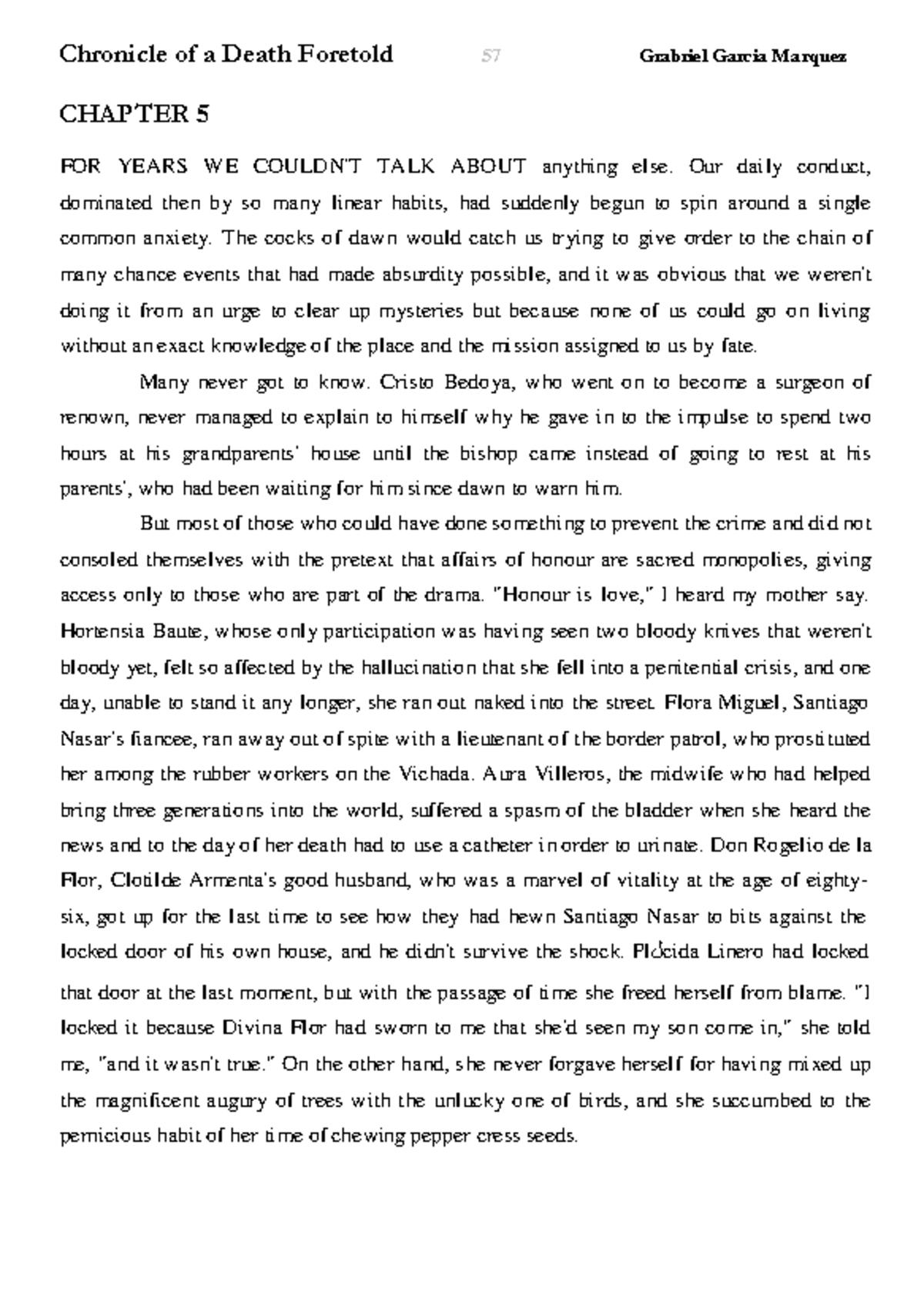 World Literature - Novella of the Chronicles of the death foretold ...