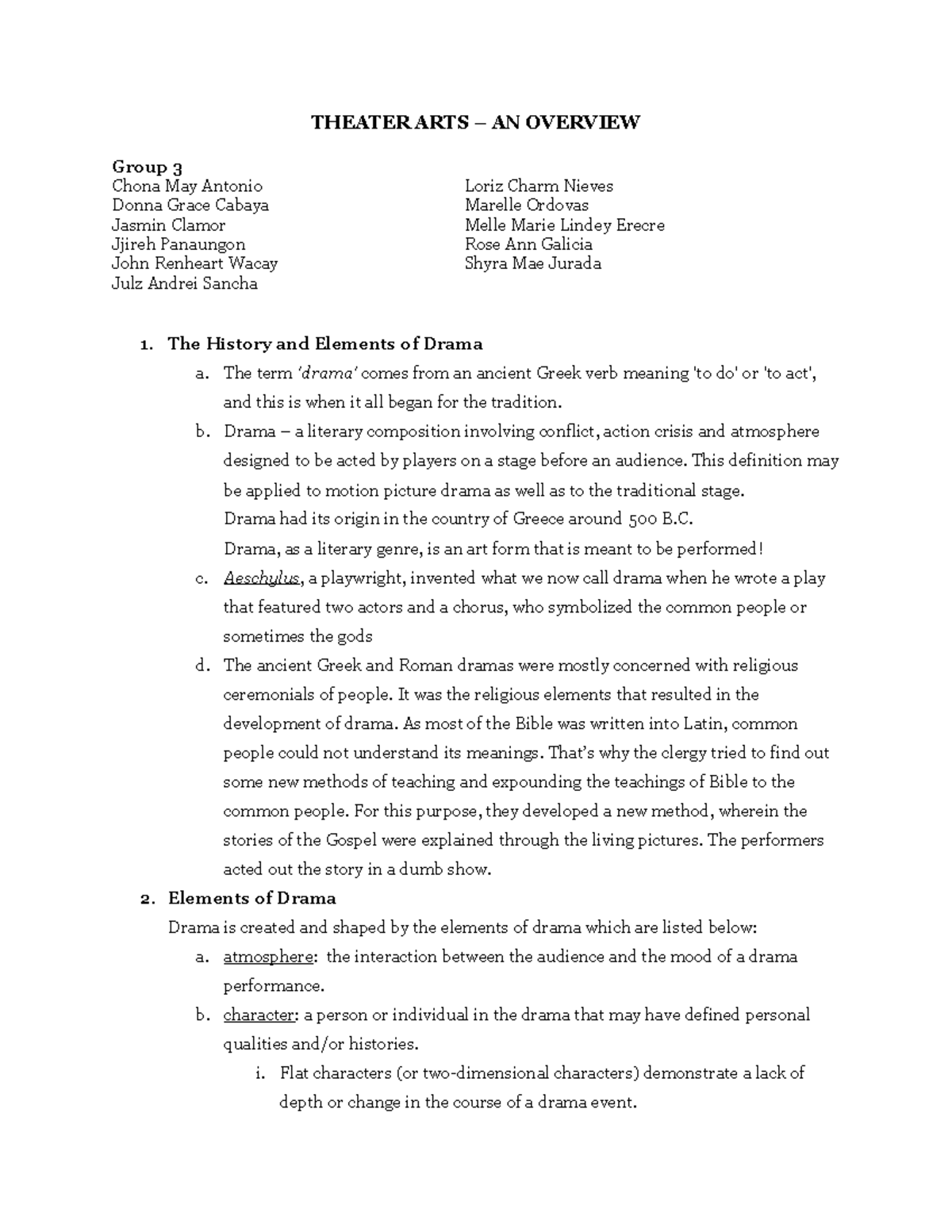 Group 3 Theater Arts - An Overview - THEATER ARTS – AN OVERVIEW Group 3 ...