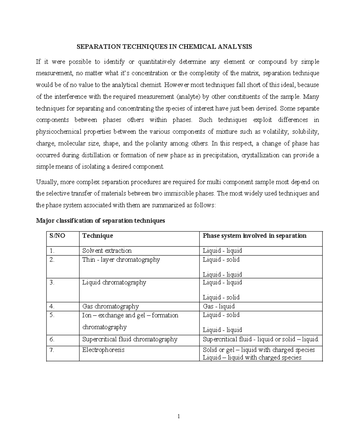 6. Separation techniques in analysis - SEPARATION TECHNIQUES IN ...