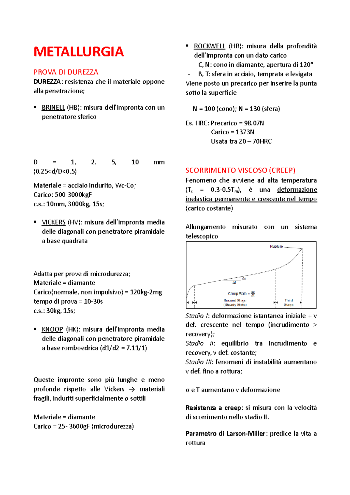 Ripasso Metallurgia Secondo Parziale - METALLURGIA PROVA DI DUREZZA ...