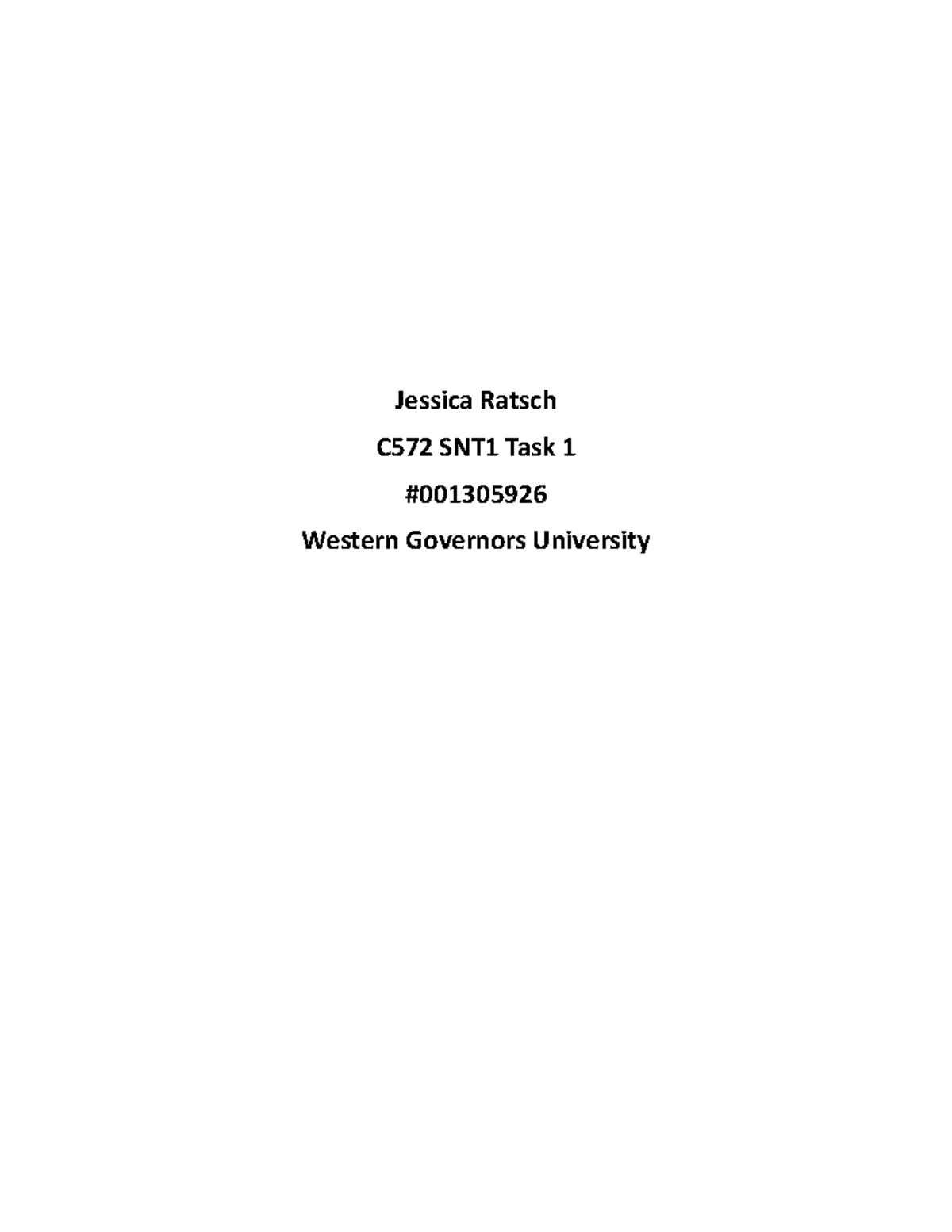 Ratsch C572 SNT Task 1 - Jessica Ratsch C572 SNT1 Task 1 Western ...