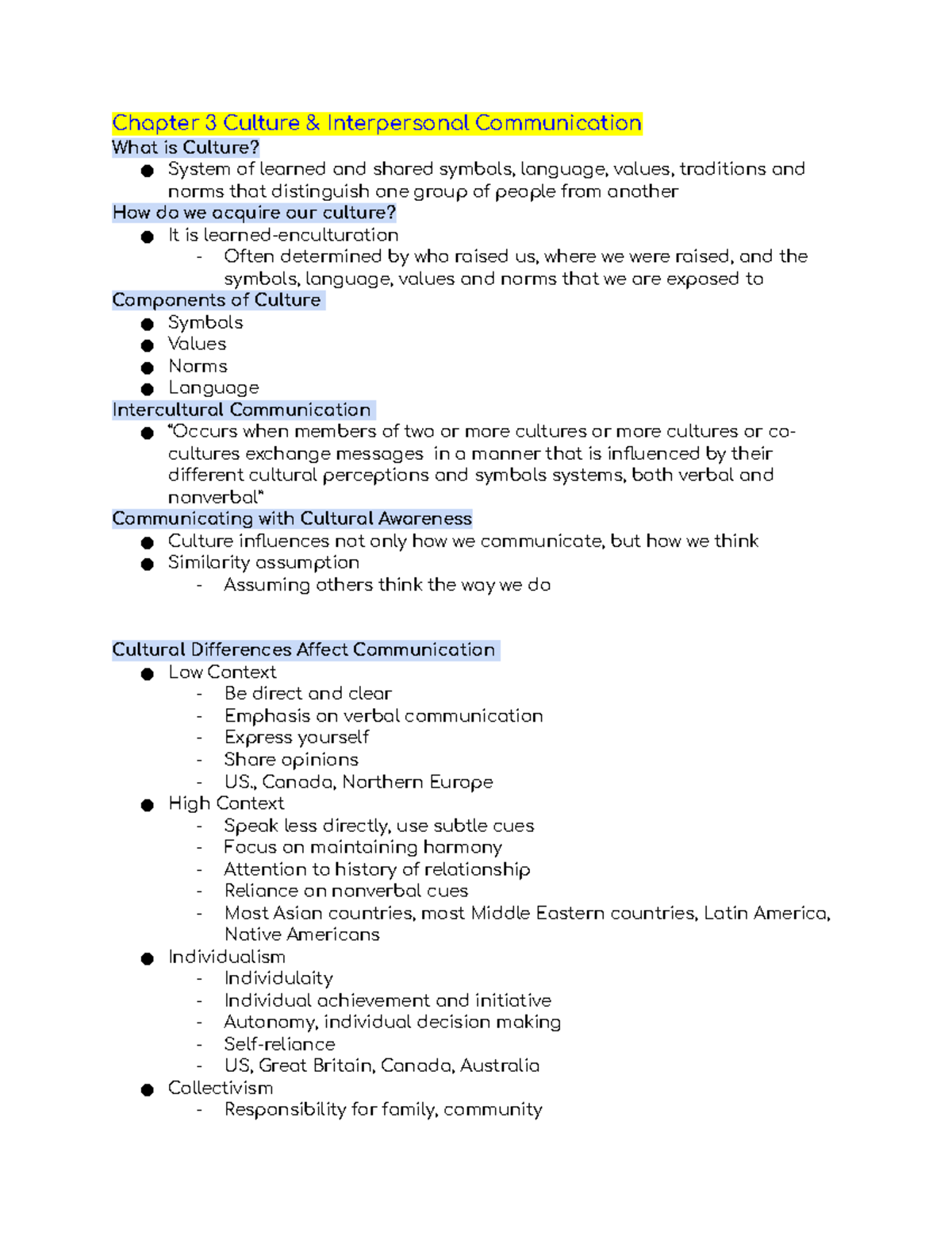 CMM 320 Ch. 3 Notes - Value of Relationships in Interpersonal ...