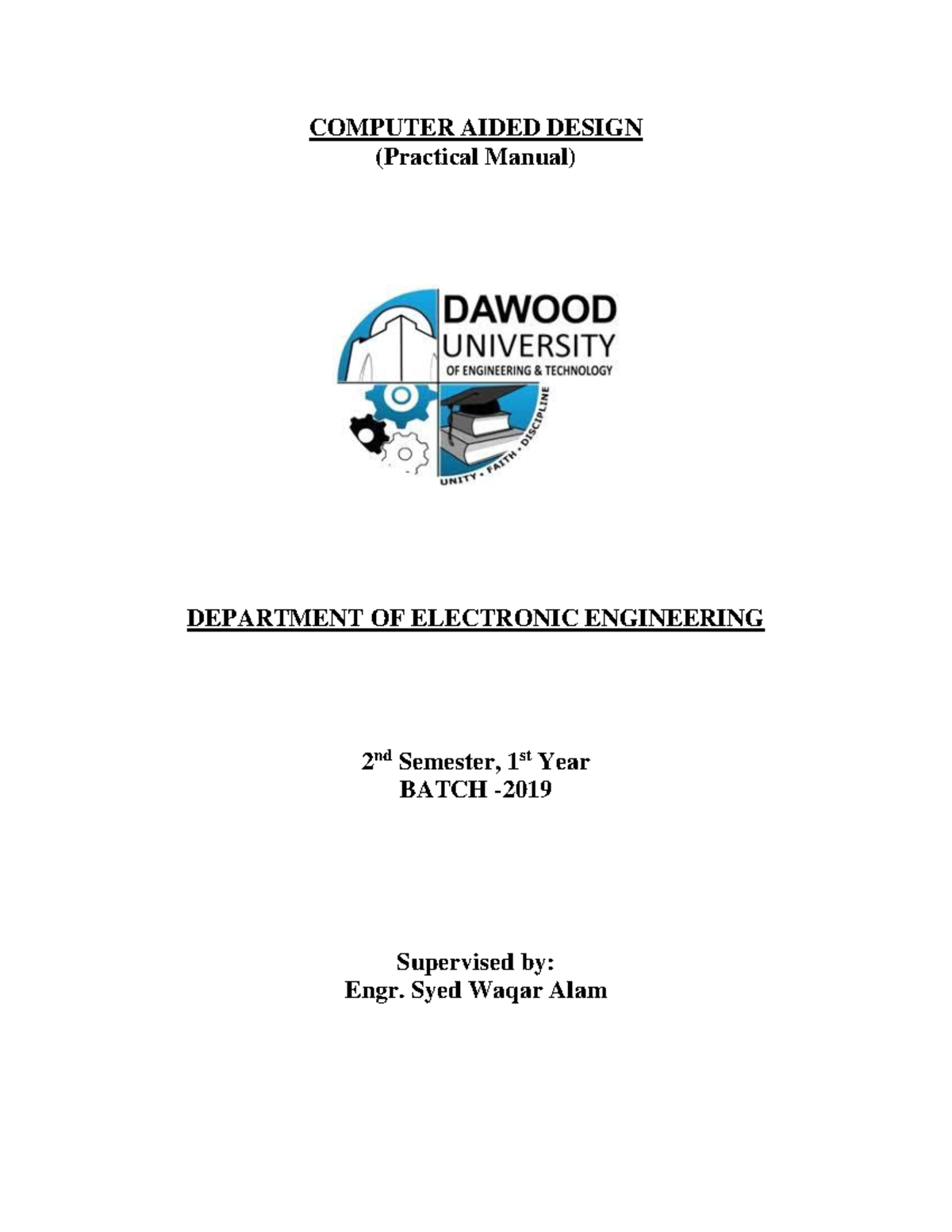 Computer Aided Design Manual - COMPUTER AIDED DESIGN (Practical Manual ...