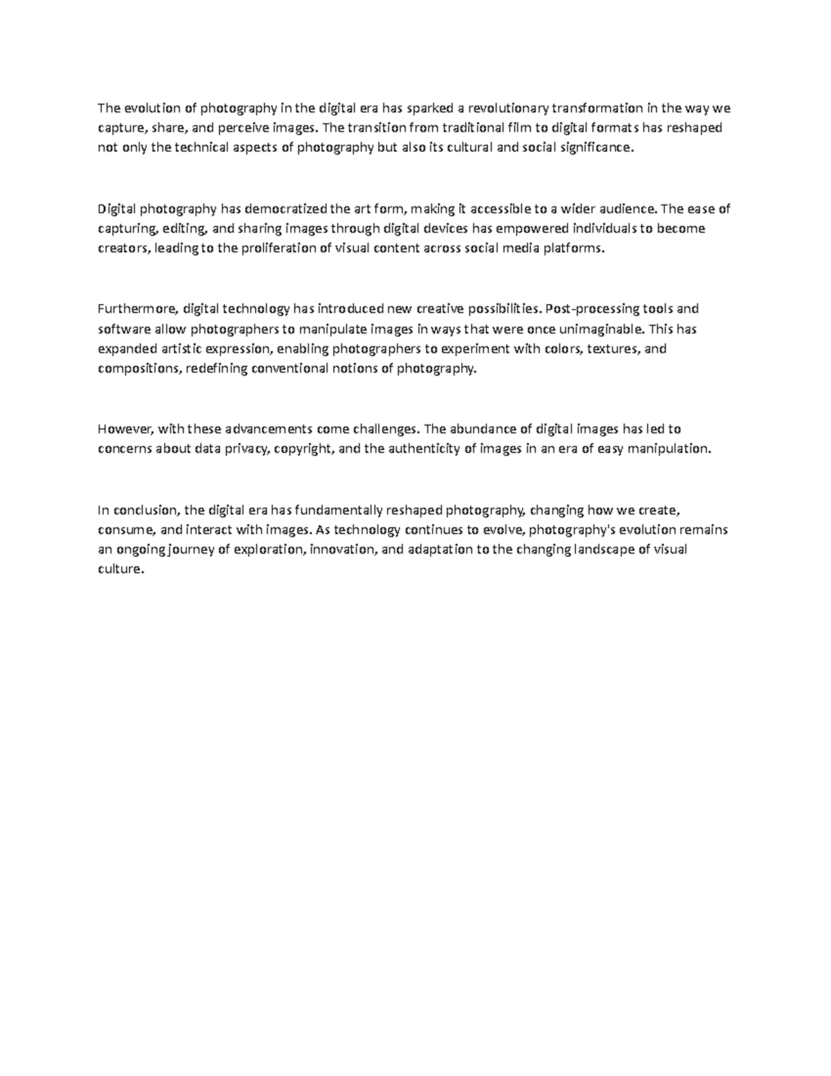 The evolution of photography in the digital era has sparked a ...