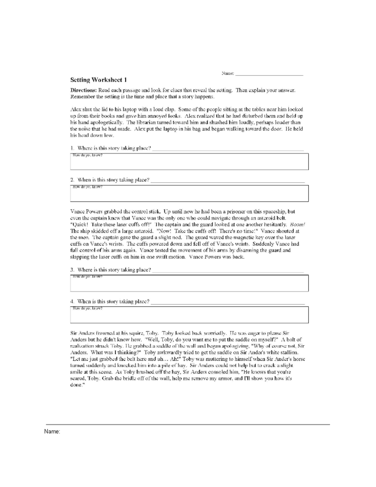 Setting Worksheet 1 - Name: - Studocu