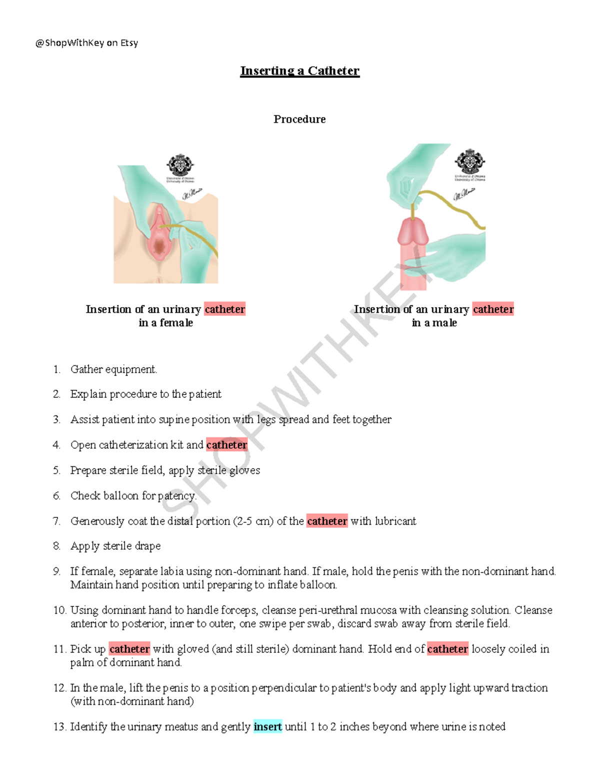 Woundcare Studyguide - wound care guide - Inserting a Catheter ...