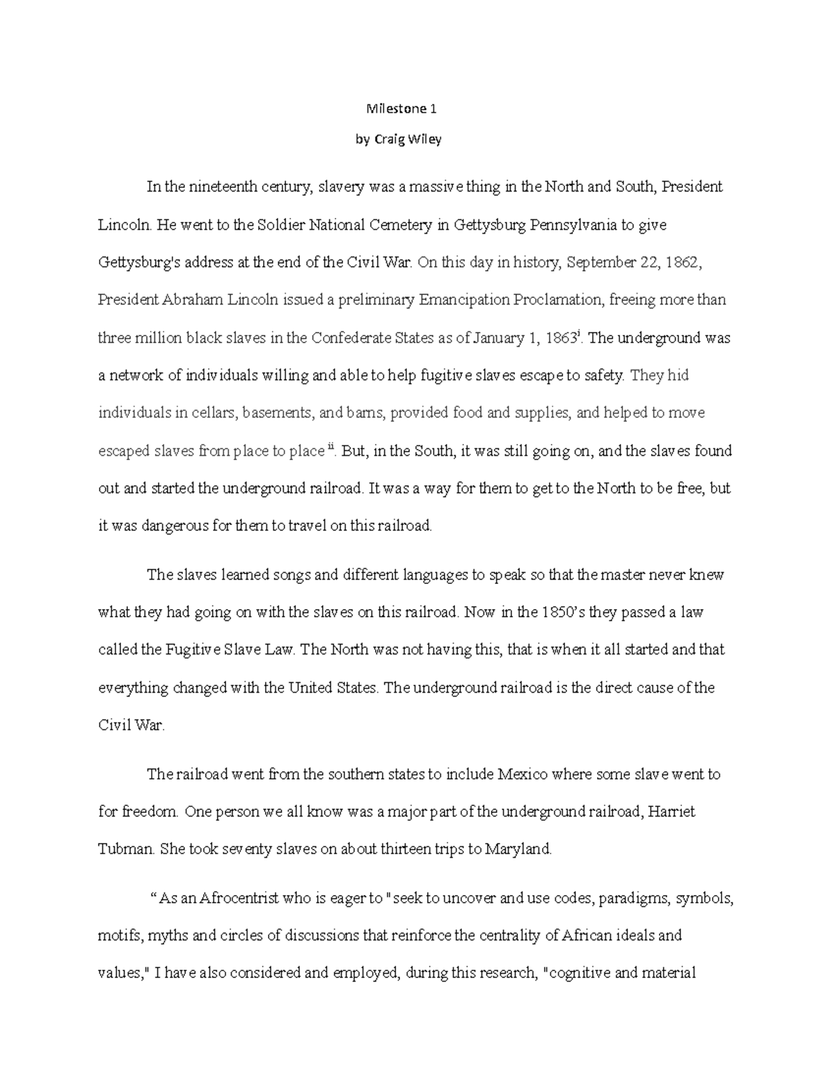 History final project - Copy - Milestone 1 by Craig Wiley In the ...