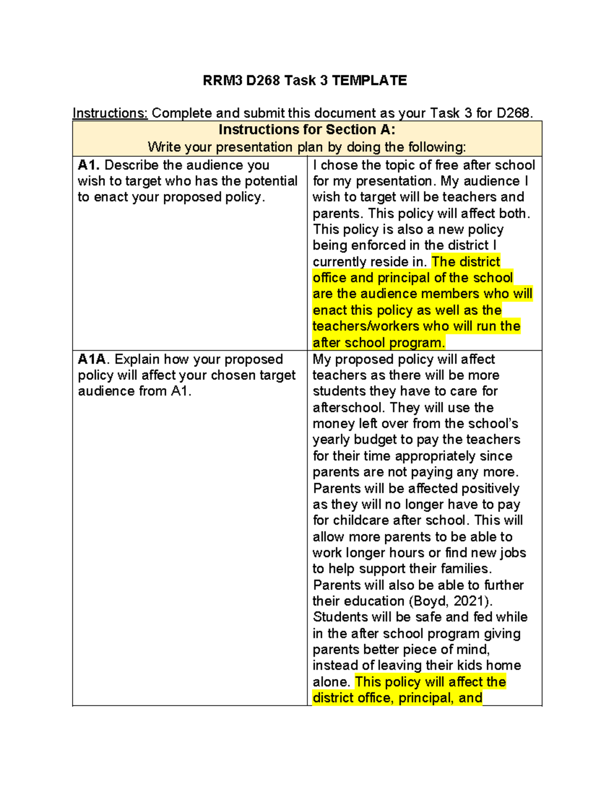 D268 Task 3 - pass - RRM3 D268 Task 3 TEMPLATE Instructions: Complete ...