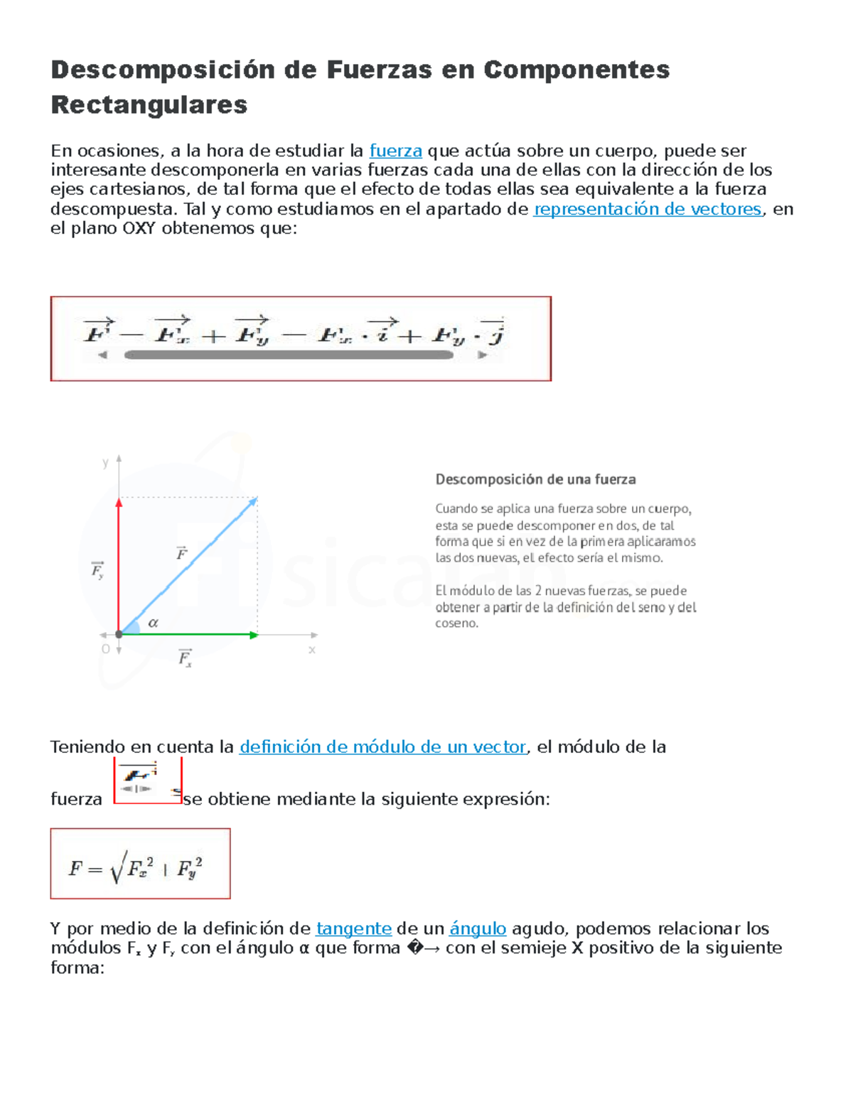 Descomposición De Fuerzas En Componentes Rectangulares Descomposición