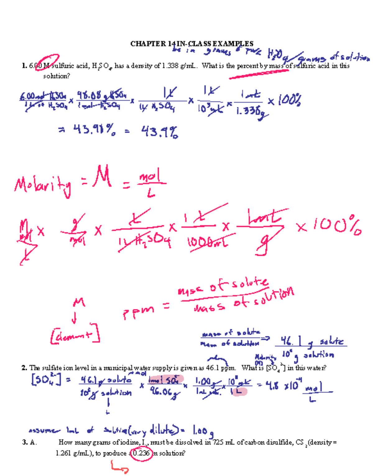 Ch+14+In-Class+Example-2 - CHAPTER 1 4 IN-CLASS EXAMPLES 6 M sulfuric ...
