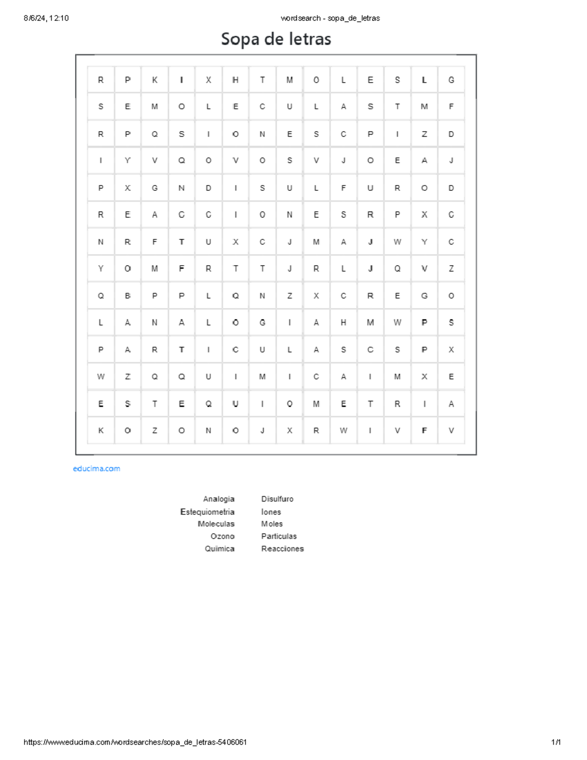 Wordsearch - sopa de letras - Química - 8/6/24, 12:10 wordsearch - sopa ...