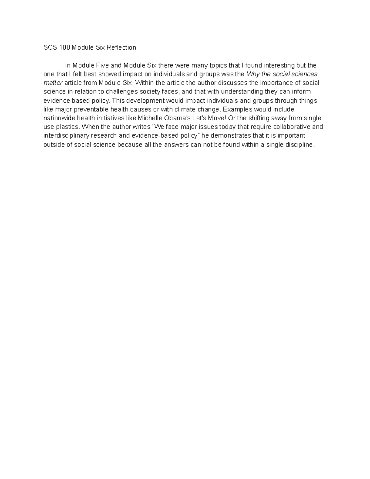 SCS 100 Module Six Reflection - SCS 100 Module Six Reflection In Module ...