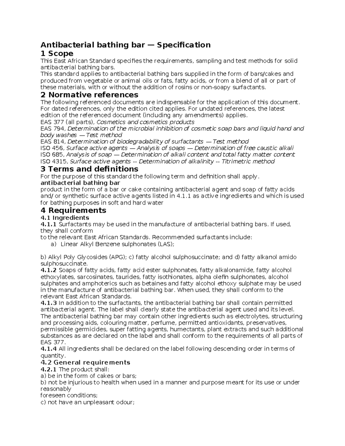 Bar soap - fyfi - Antibacterial bathing bar — Specification 1 Scope ...