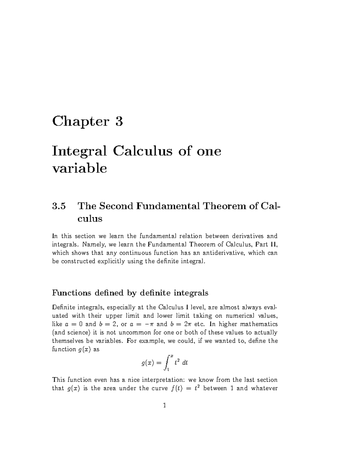 Ma 122 section 3-5 lecture notes - Chapter 3 Integral Calculus of one ...