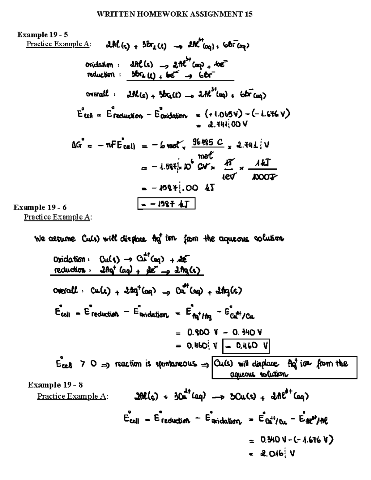 Written HW 15 - Homework Assignment - OCC - Prof. Helen Maughan - WRITTEN HOMEWORK ASSIGNMENT 15 ...