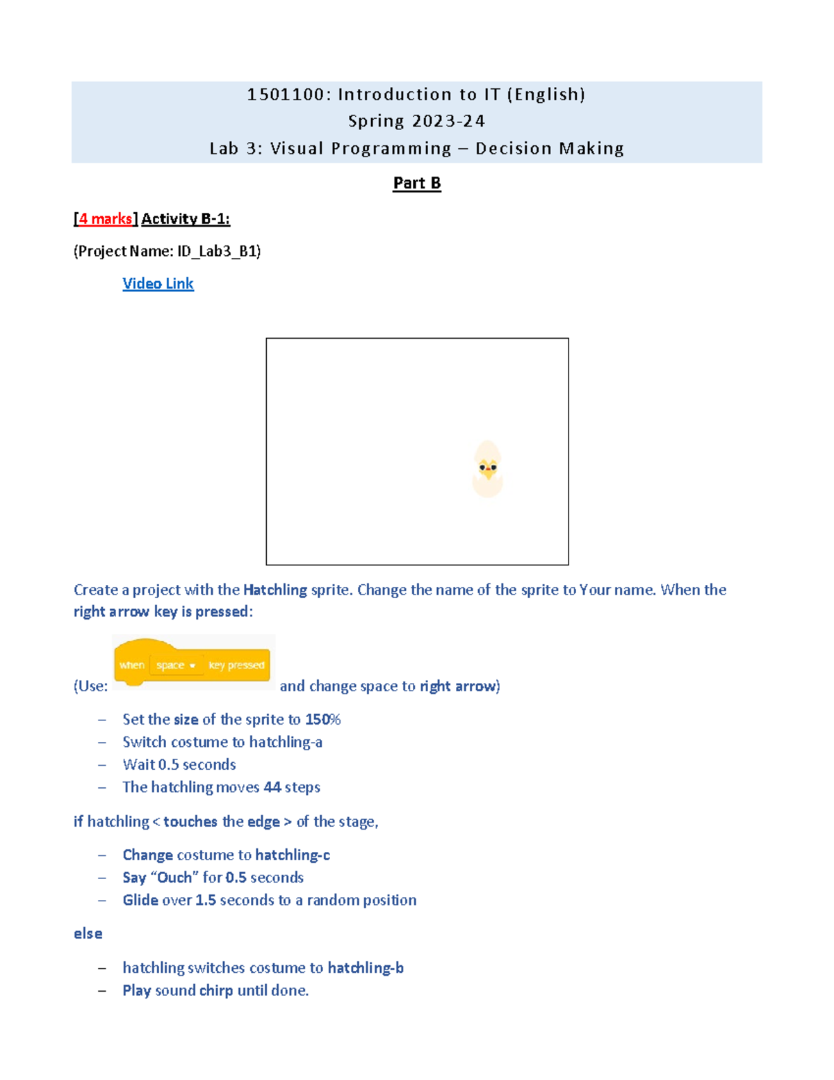 ITE S23-24 Lab3 Part B - practice - 1501100: Introduction to IT (English) Spring 2023- Lab 3 ...