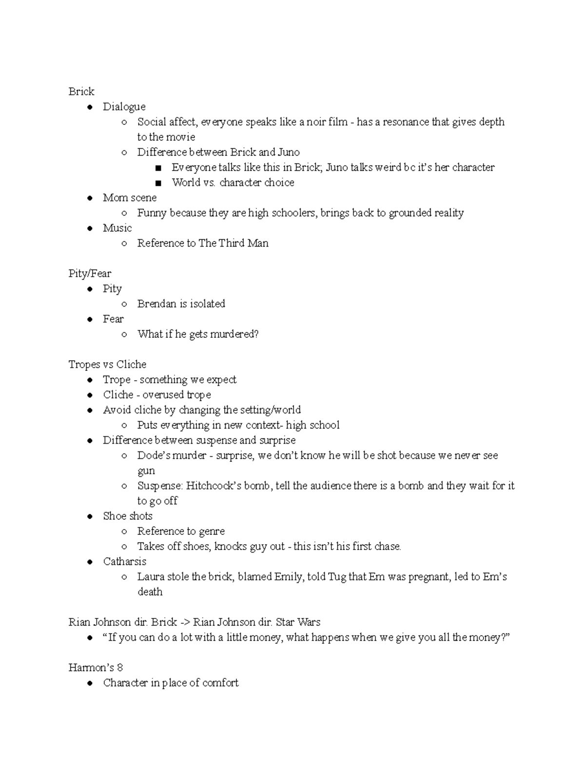 Script Analysis Week 3 - Lecture notes 3 - Brick Dialogue Social affect ...