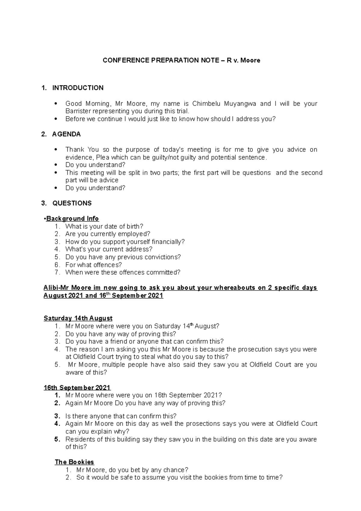 R V Mooer Prep Note WS 12 - This is a completed Prep Note for the ...