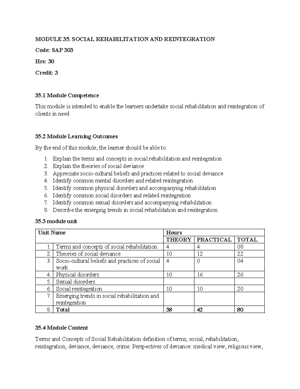 Social Rehabiitation - MODULE 35. SOCIAL REHABILITATION AND ...