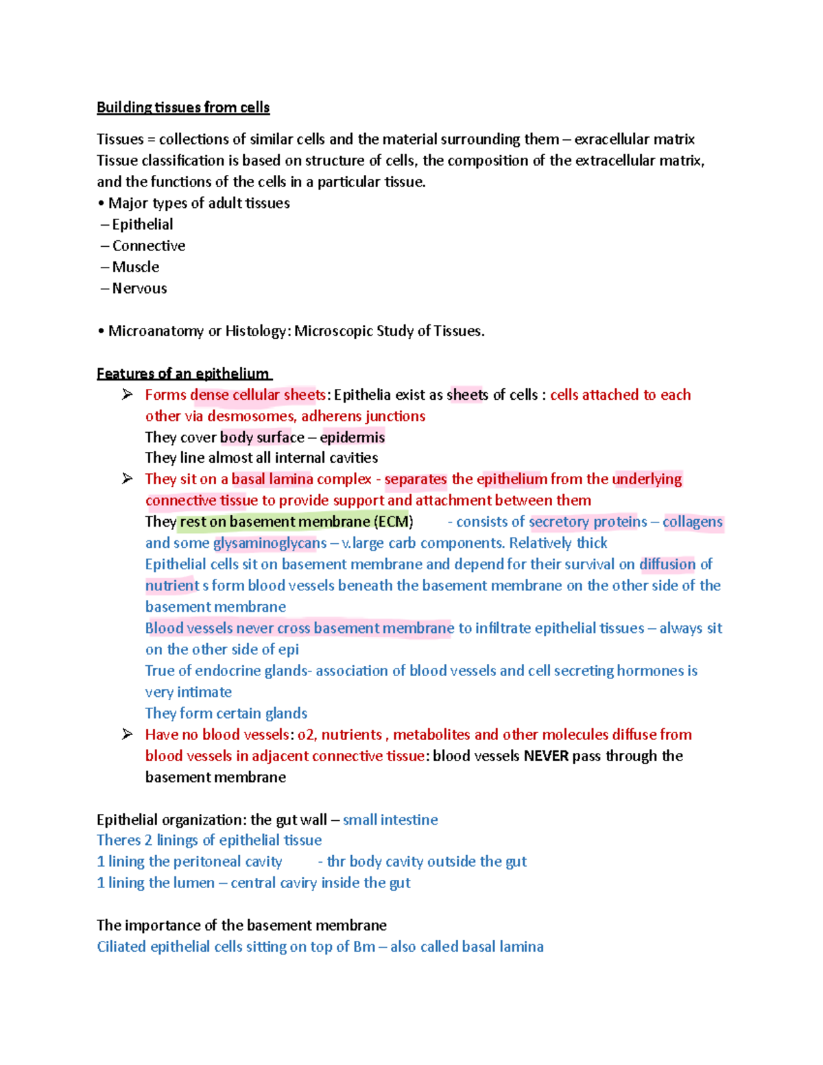 Histology basics - A100 - Keele - StuDocu
