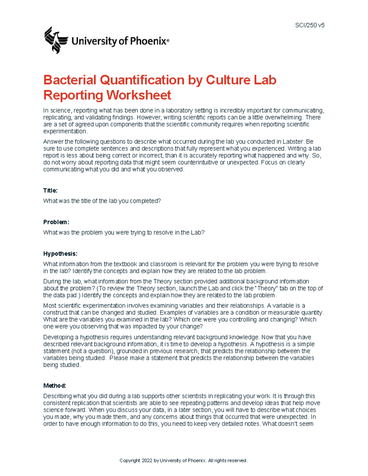 Sci250 v5 wk3 the bacterial quantification by culture lab report - SCI ...