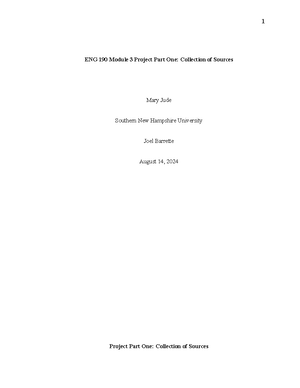 Eng 190 Module 2 Journal notes - ENG 190 Module Two Journal Notes Mary ...