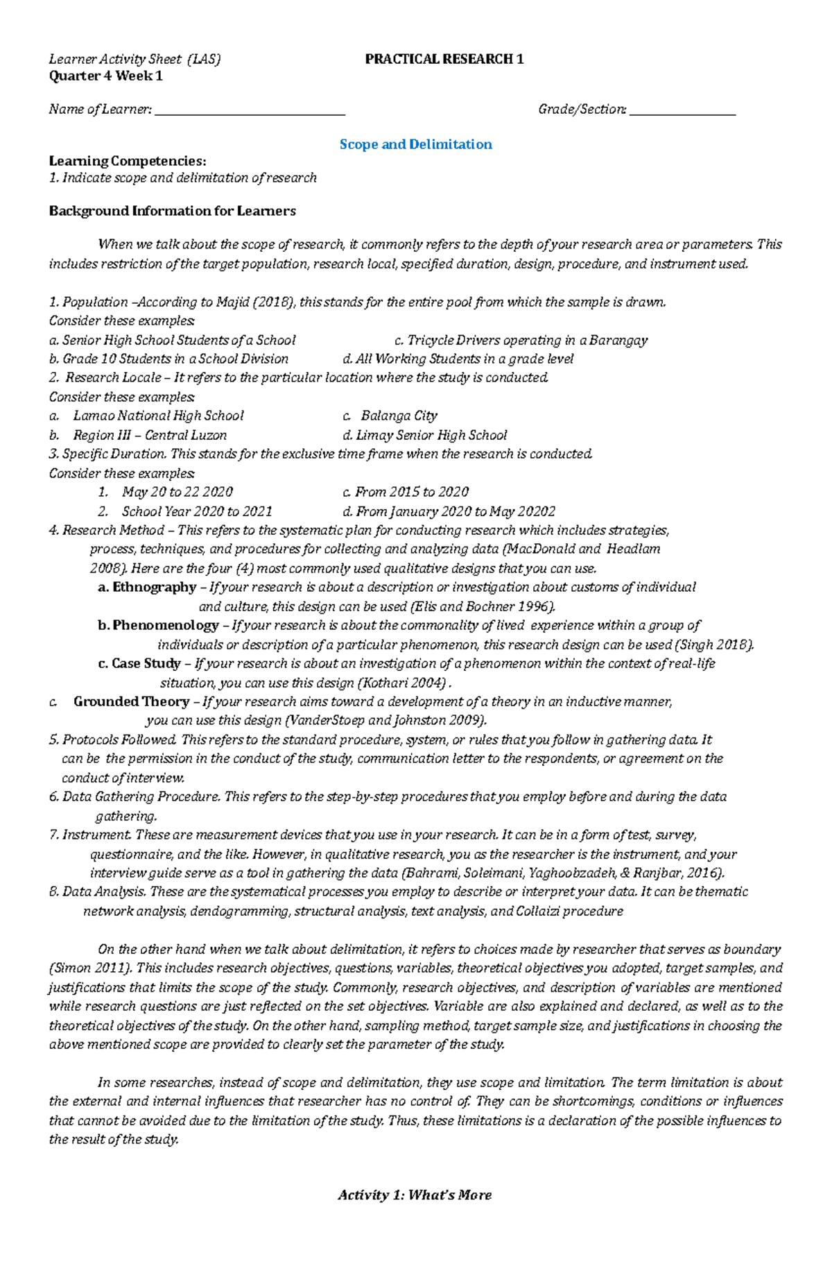 LAS Prac Res 1 Q4 Wk1 1 - Learner Activity Sheet (LAS) PRACTICAL ...