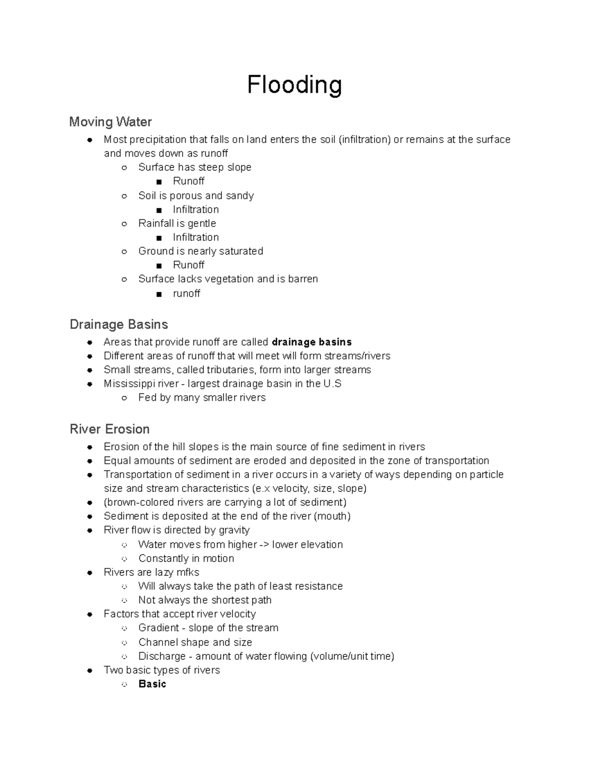 Flooding - Flooding Moving Water Most precipitation that falls on land ...