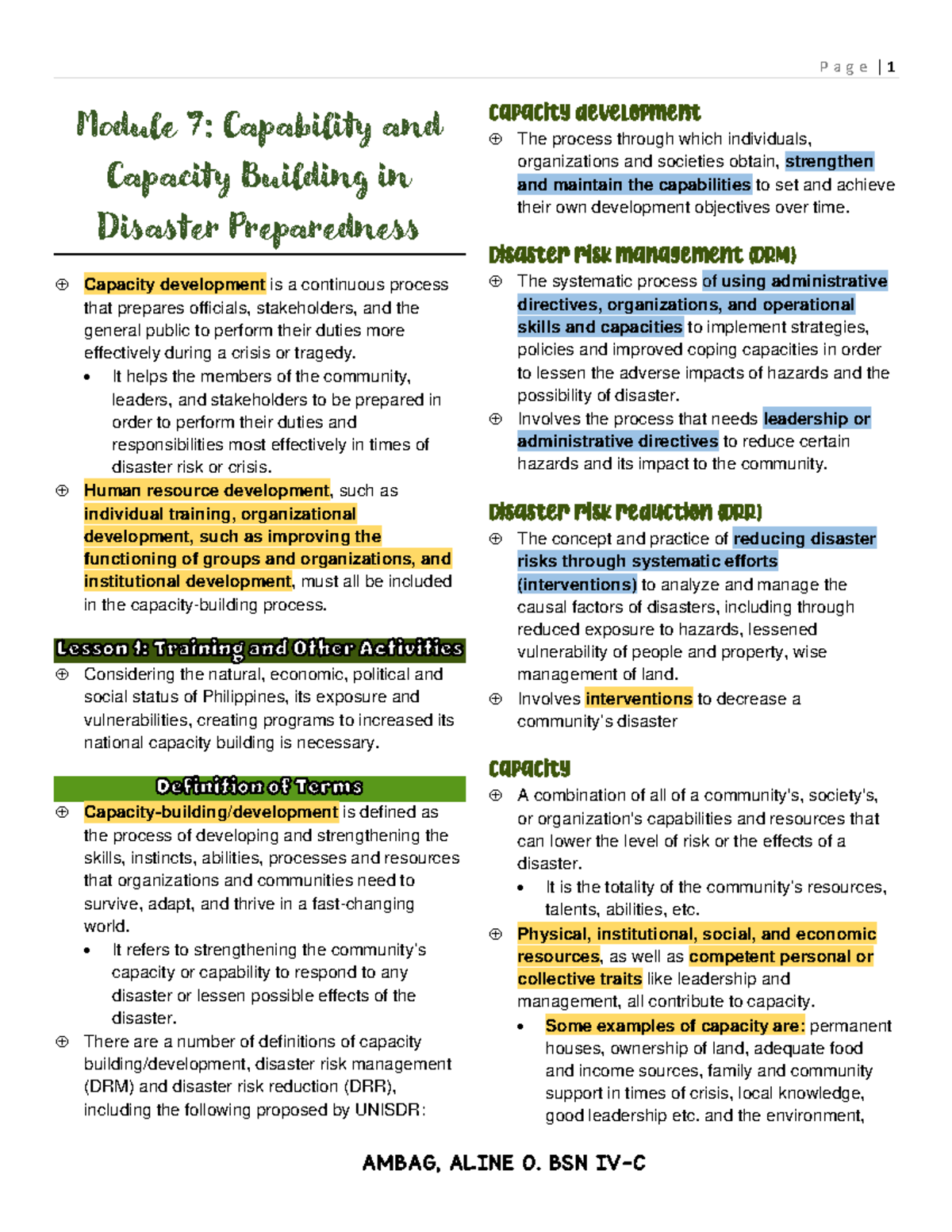 Module 7 Disaster Nursing LEC - Module 7 : Capability and Capacity ...